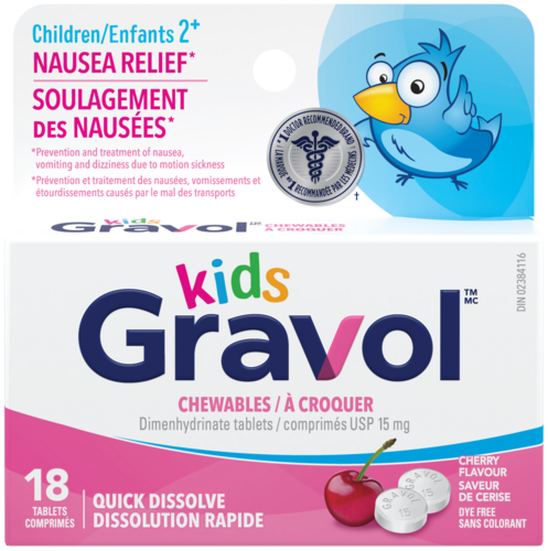 Gravol Kids Cherry Chewable Tablets, 18 Count – Symington Drugs Pharmacy