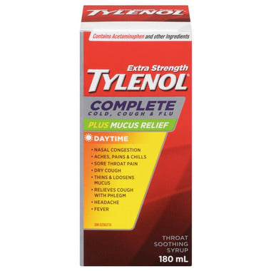 Tylenol Complete Extra Strength Plus Mucus Relief Throat Syrup, 180 mL ...