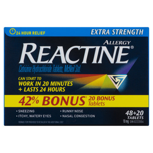 Reactine Extra Strength 10 mg Tablets (48 + 20 Count) – Symington Drugs ...