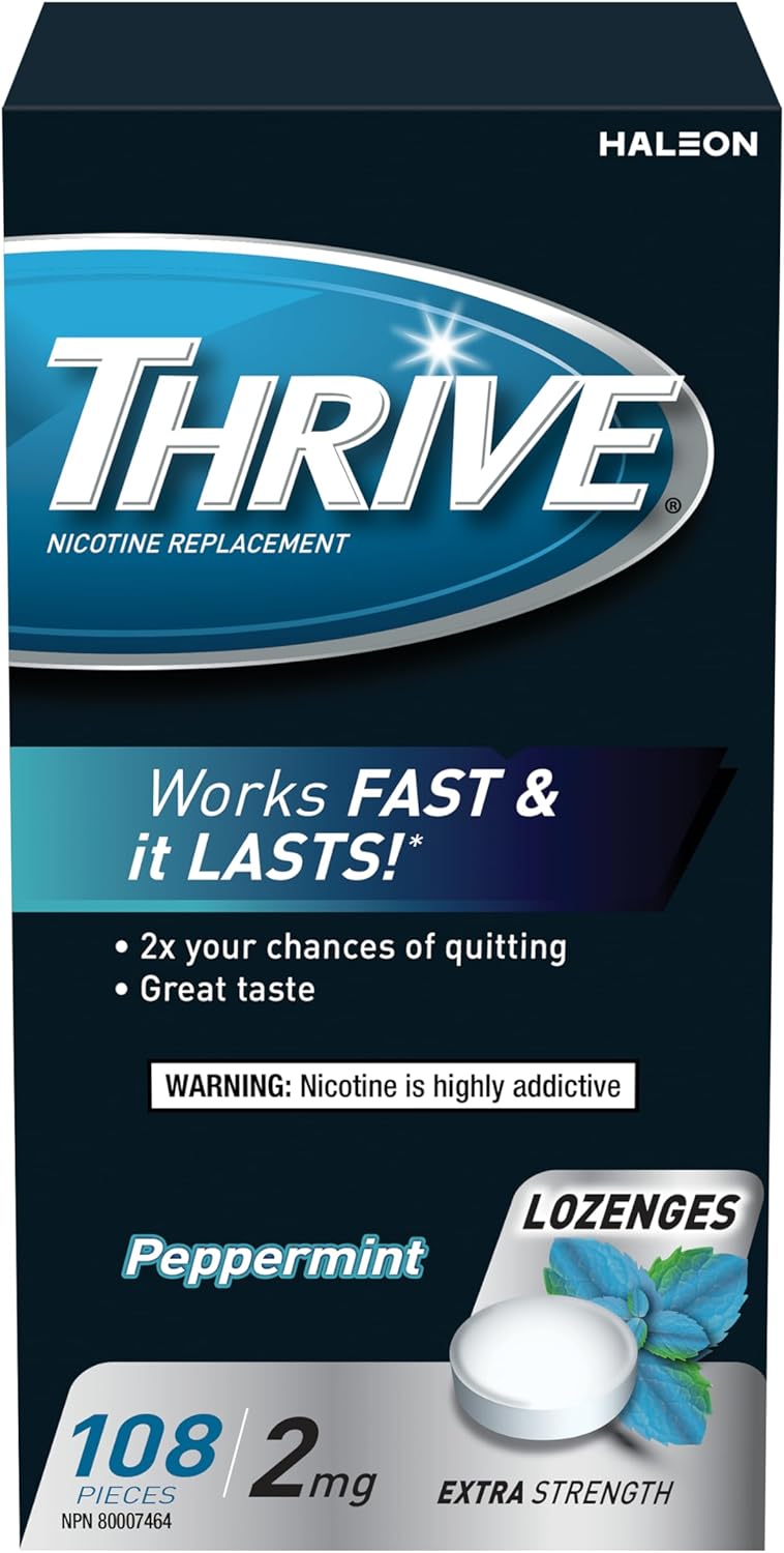 Thrive Nicotine Replacement Lozenges, 2mg Extra Strength, Peppermint ...