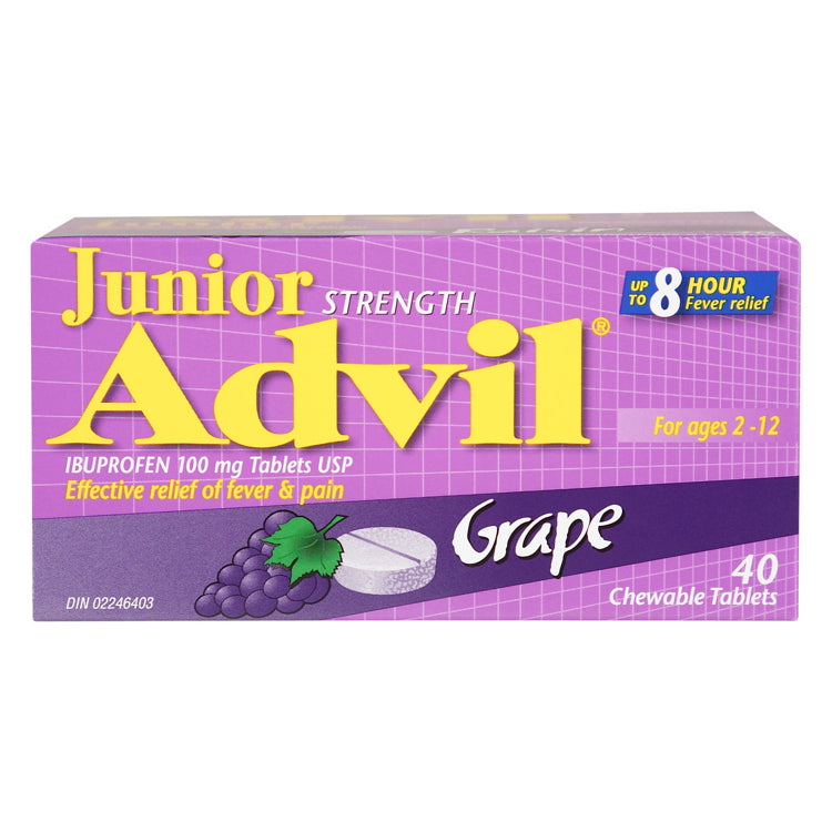 Advil Junior Grape Chewable Tablets, 40 Tablets – Symington Pharmacy