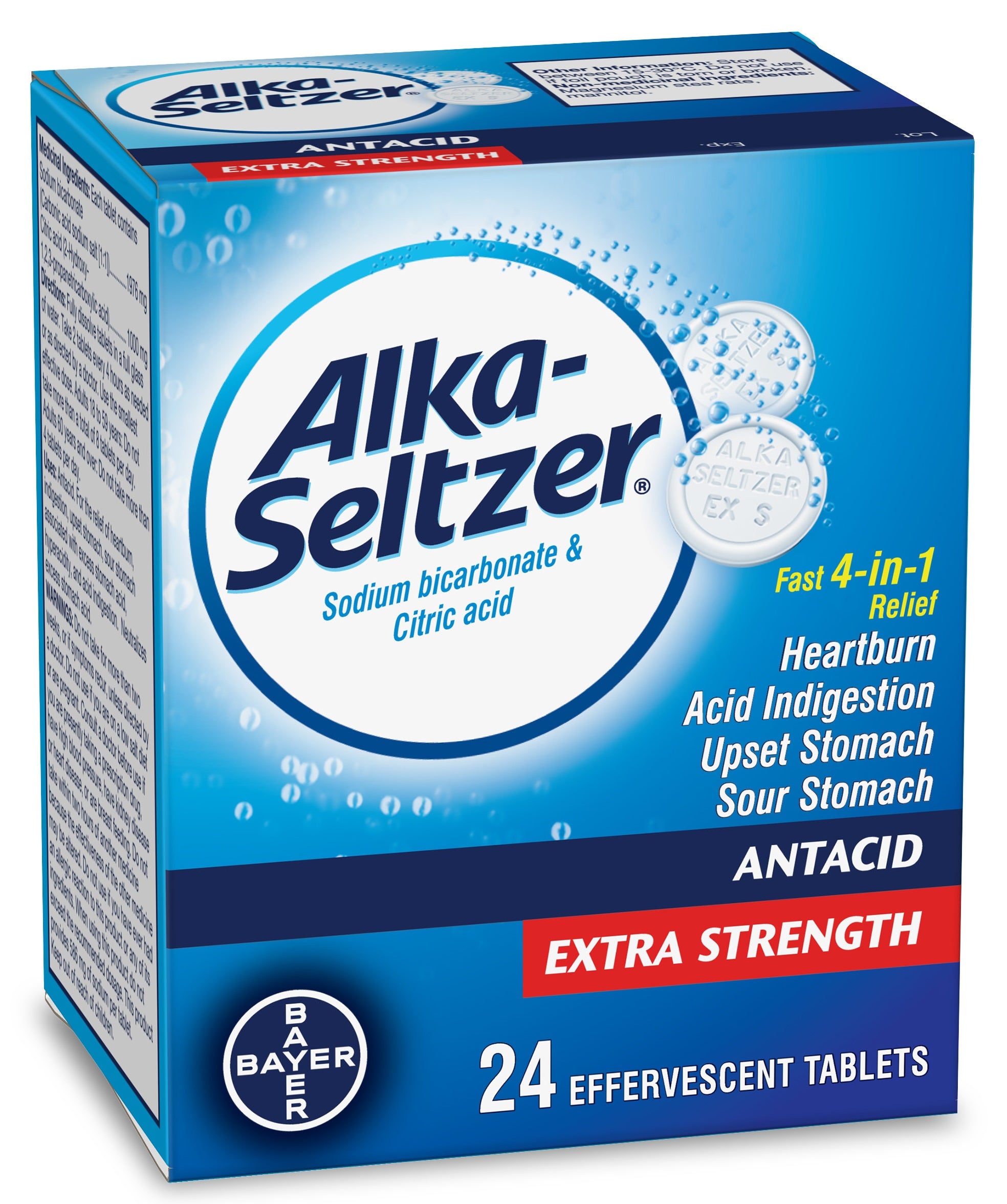 Alka-Seltzer Extra Strength Antacid – 24 Effervescent Tablets ...