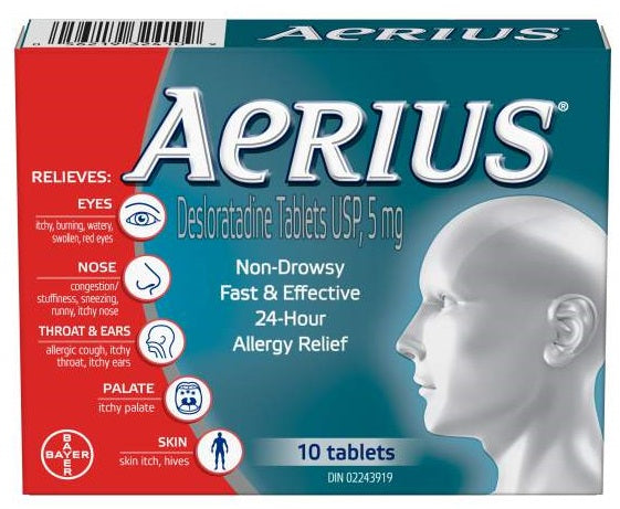Aerius Fast Relief 24-Hour Non-Drowsy 5 mg Tablets – 10 Count ...